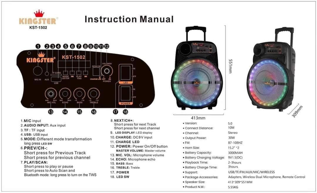 KST-1502 Speaker - Kingster