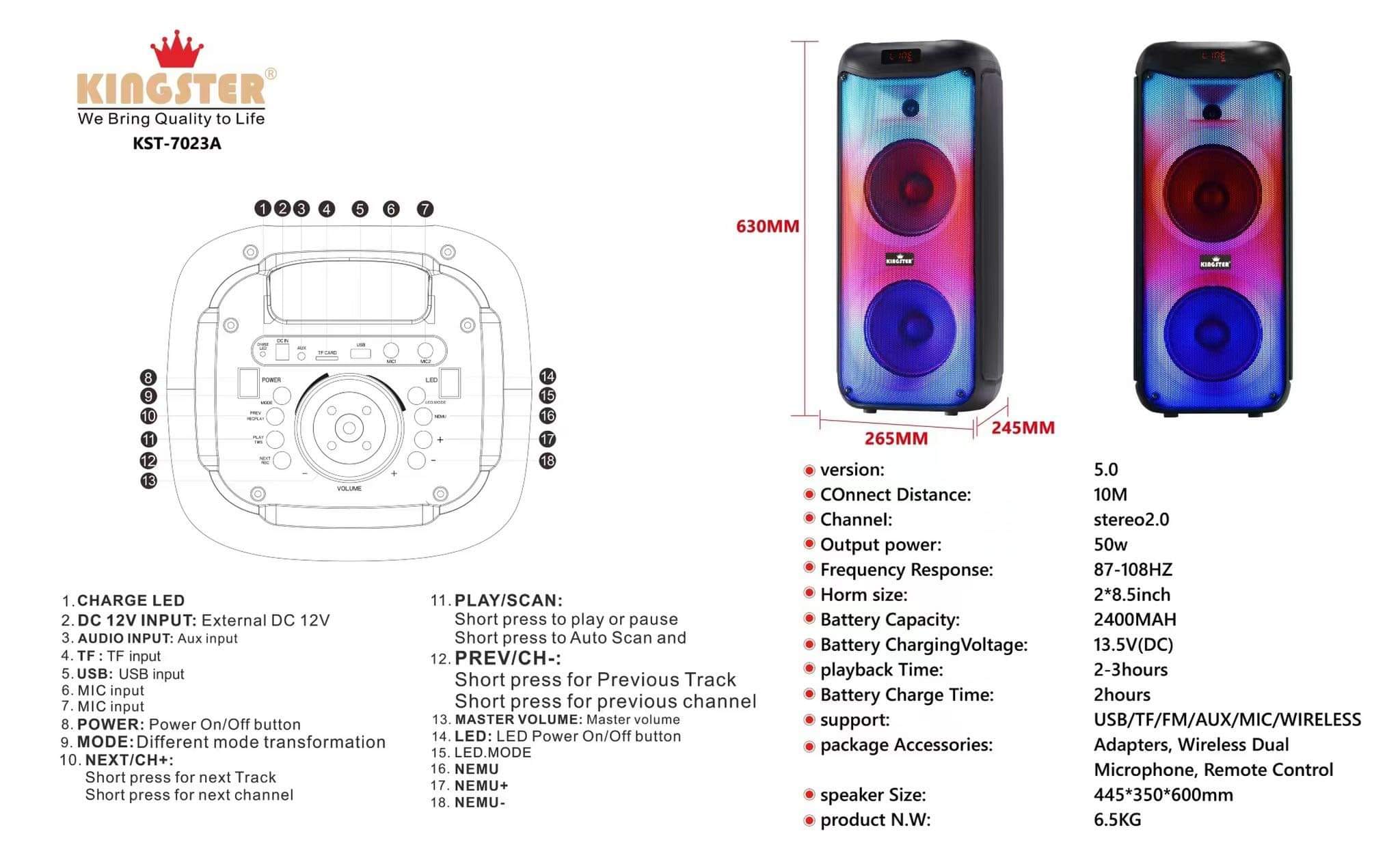 KST-7023a Speaker - Kingster